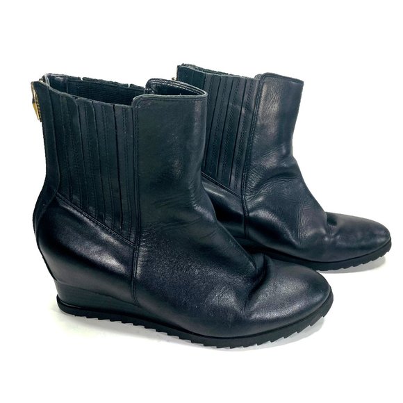 Calvin Klein | Shoes | Calvin Klein Black Judith Wedge Ankle Boots 75m ...
